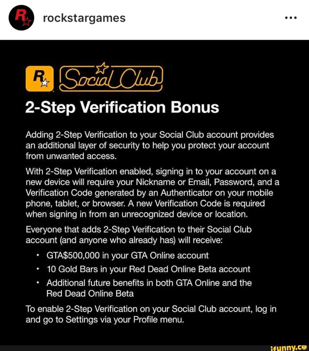 . rockstargames 2-Step Verification Bonus Adding 2-Step Verification to ...