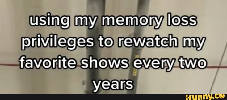 Using my memory loss privileges to rewatch my favorite shows every two ...