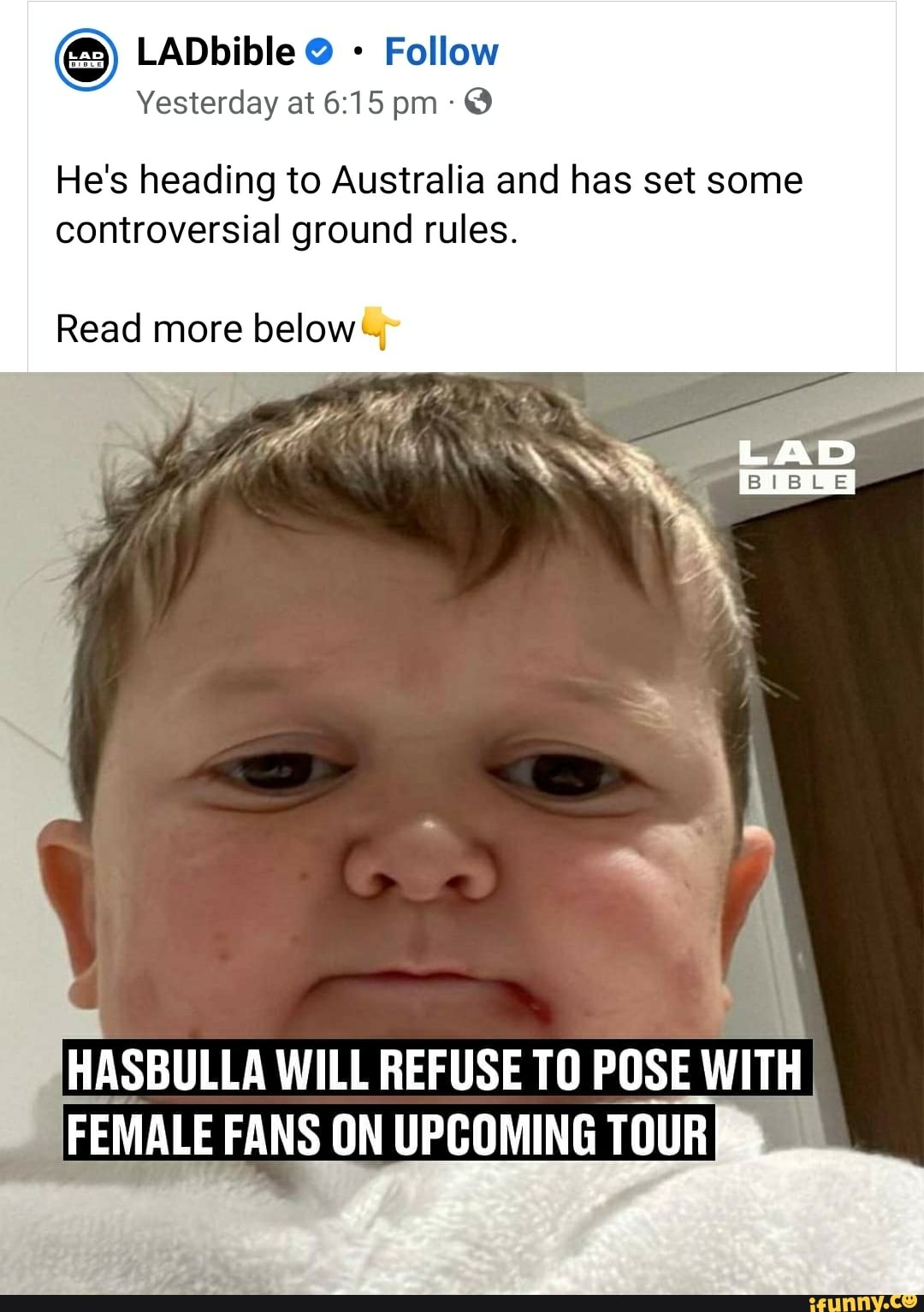 LADbible Follow Yesterday at pm He's heading to Australia and has set some controversial ground ...