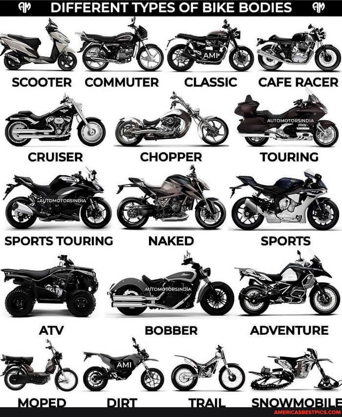 DIFFERENT TYPES OF BIKE BODIES COMMUTER CLASSIC CAFE RACER CHOPPER ...