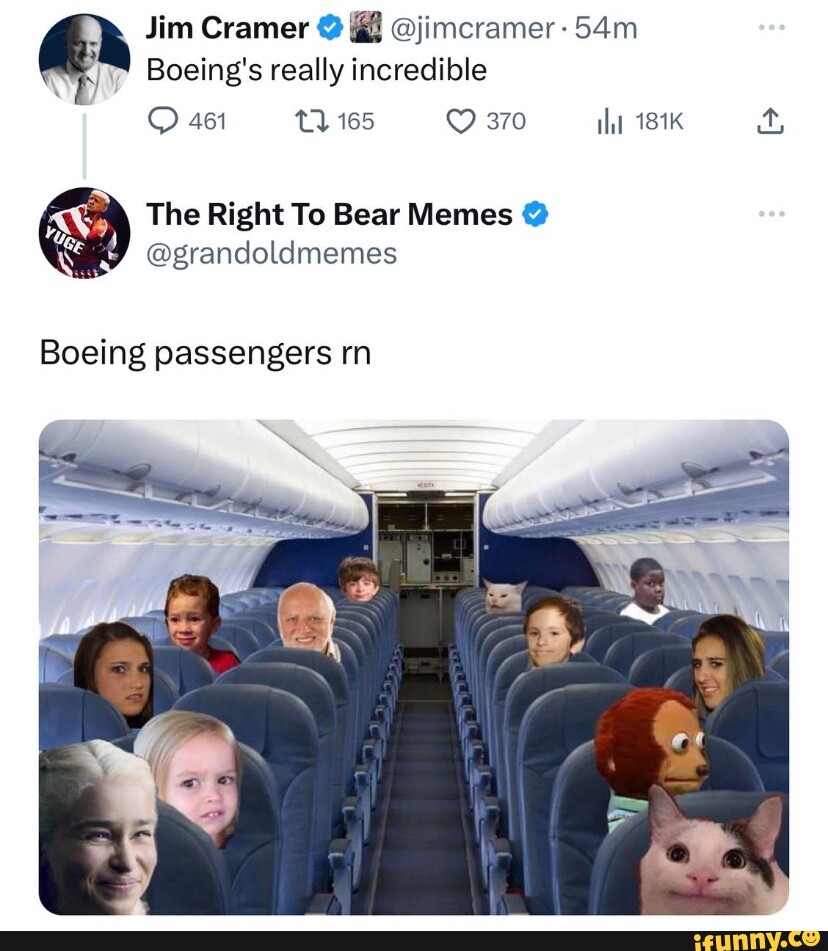 Jim Cramer @jimcramer- Boeing's really incredible 461 165 370 181K The ...