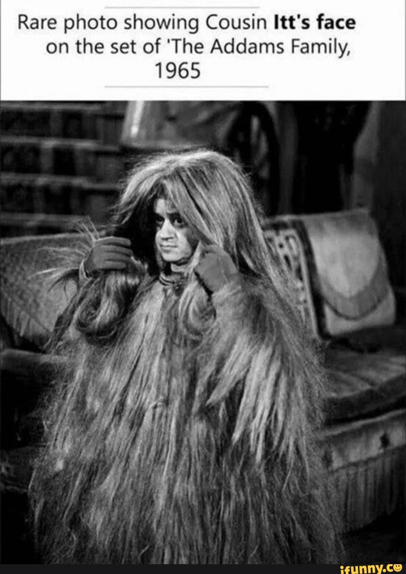 Rare photo showing Cousin Itt's face on the set of 'The Addams Family ...