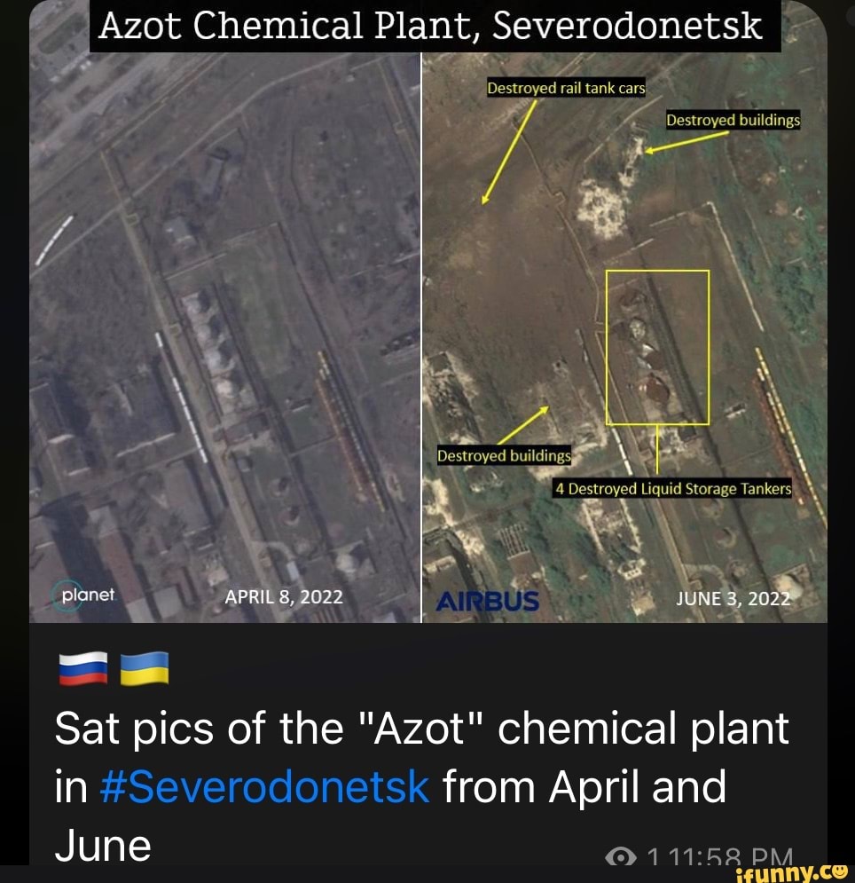 Azot Chemical Plant, Severodonetsk I Destroyed rail tank cars ...