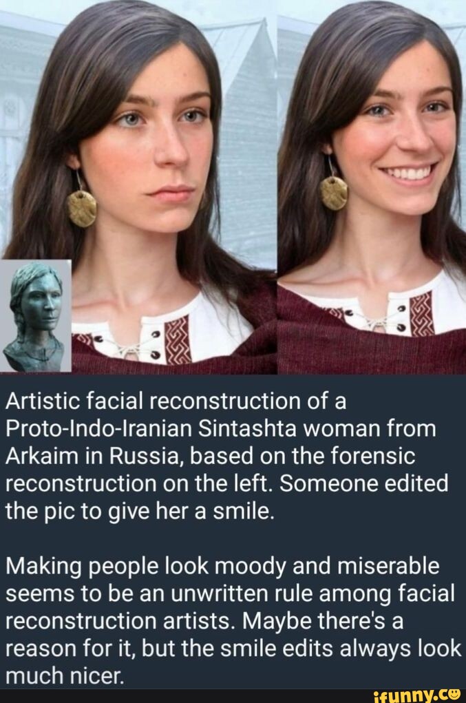 Artistic facial reconstruction of a Proto-Indo-lranian Sintashta woman ...