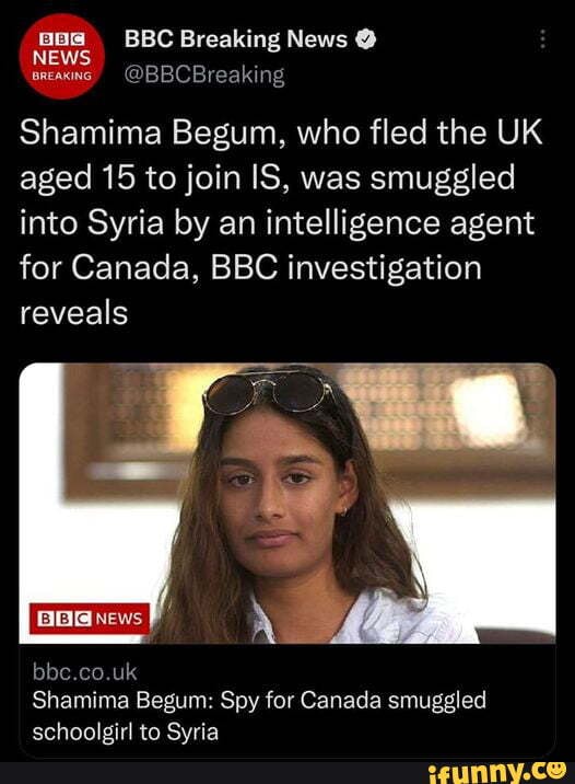 BBC Breaking News @ NEWS sreains ~@BBCBreaking Shamima Begum, who fled ...