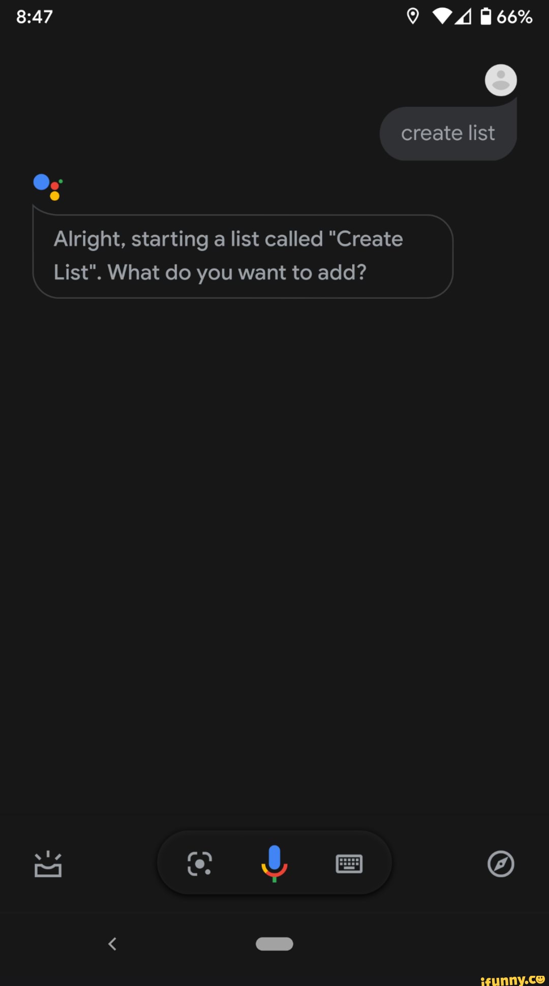 Alright, starting a list called "Create List". What do you want to add ...