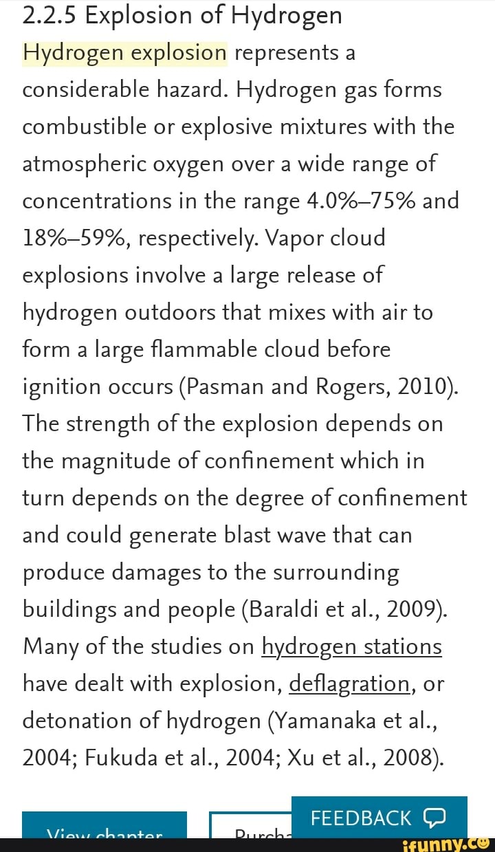 2.2.5 Explosion of Hydrogen Hydrogen explosion represents a ...