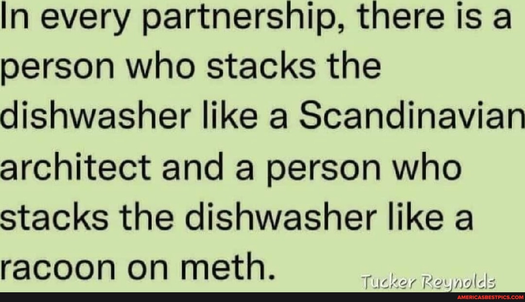 In every partnership, there is person who stacks the dishwasher like a ...