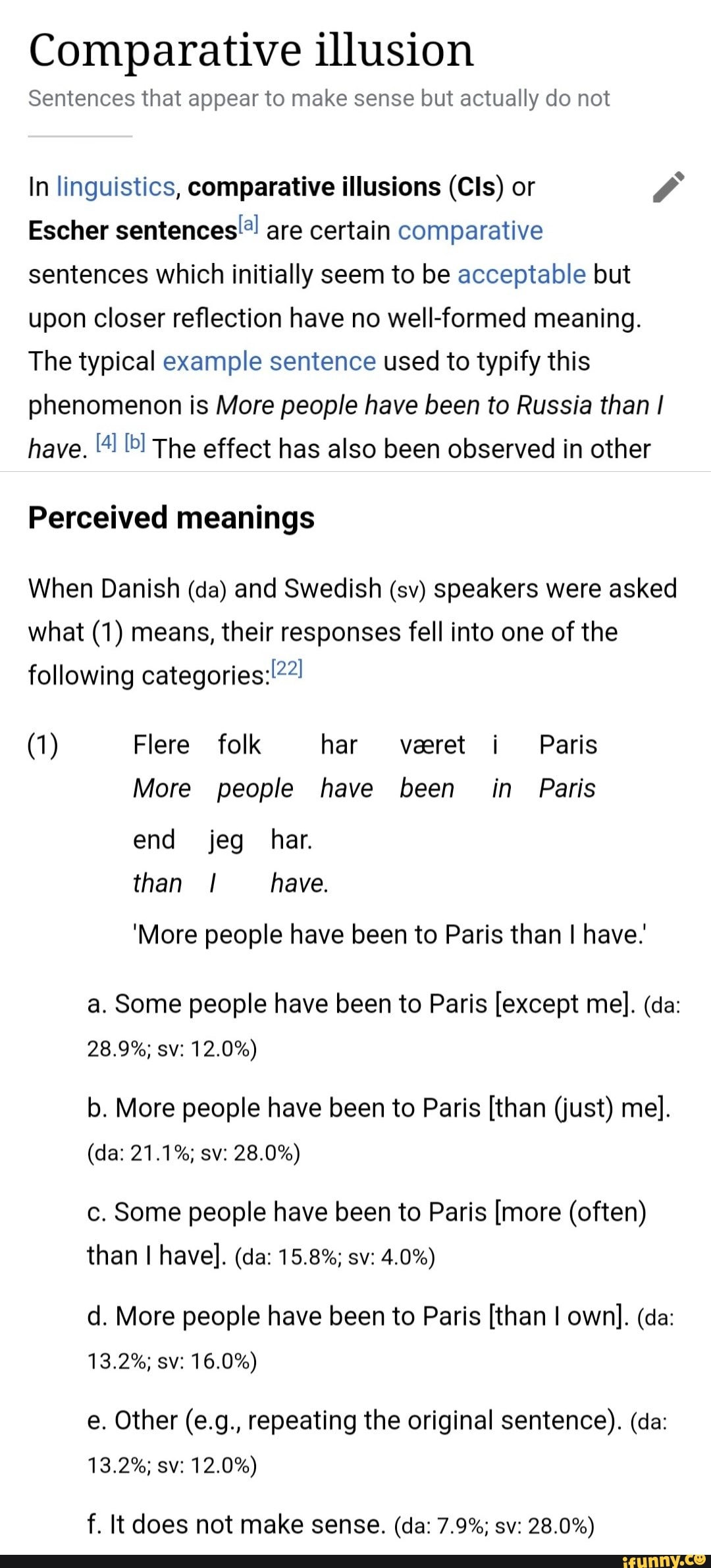 Comparative illusion Sentences that appear to make sense but actually ...
