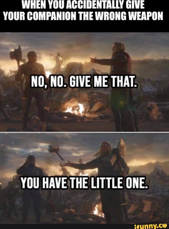 WHEN YOU ACCIDENTALLY GIVE YOUR COMPANION THE WRONG WEAPON NO, NO. GIVE ...