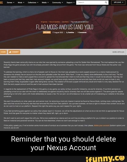 FLAG MODS AND US (AND YOU) Reminder that you should delete your Nexus ...