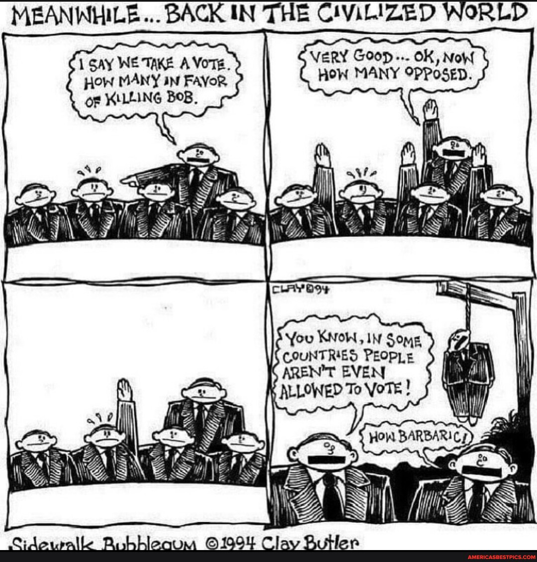 MEANWHILE... BACK IN THE CIVILIZED WORL 1 SAy WE TAKE A VoTE. VERY Goop ...