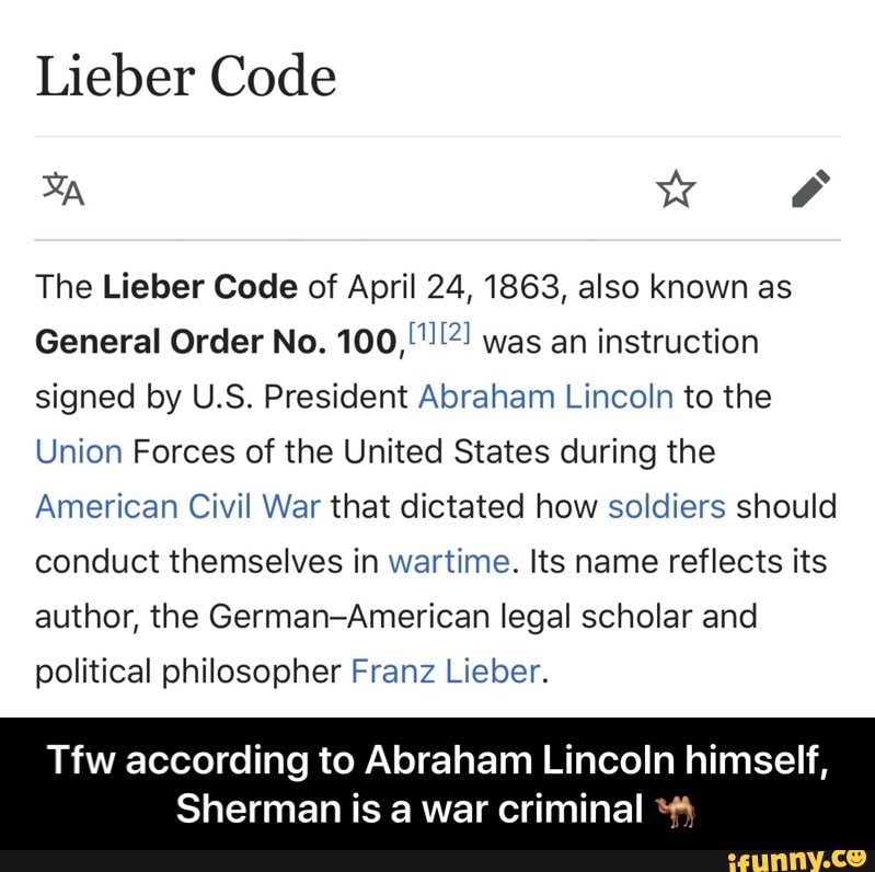 Lieber Code The Lieber Code of April 24, 1863, also known as General ...