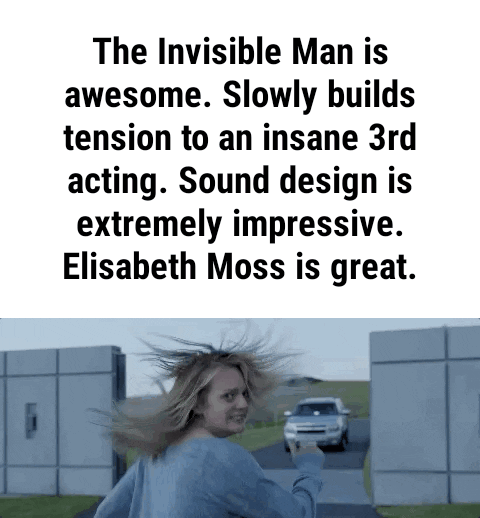 The Invisible Man is awesome. Slowly builds tension to an insane 3rd ...
