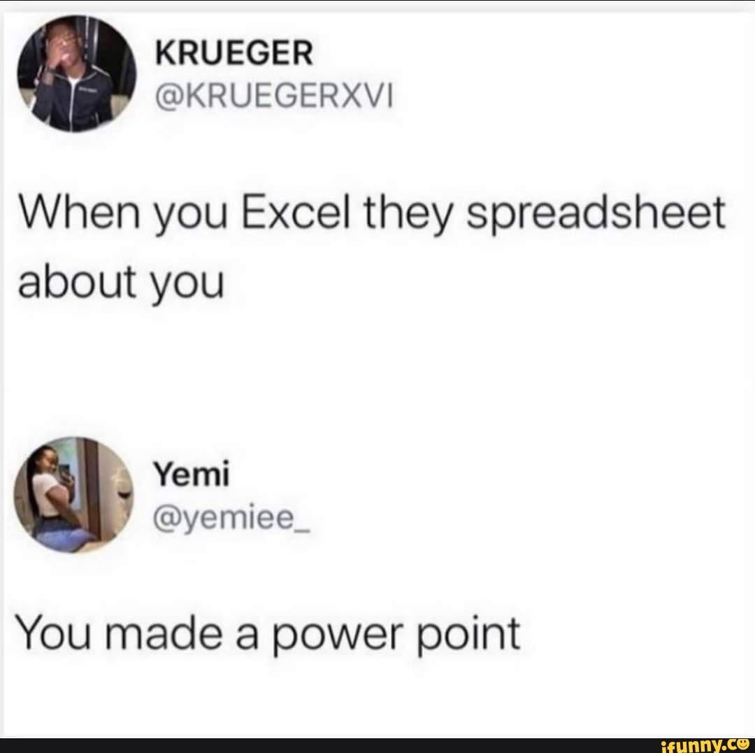 Word! - When you Excel they spreadsheet about you You made a power ...