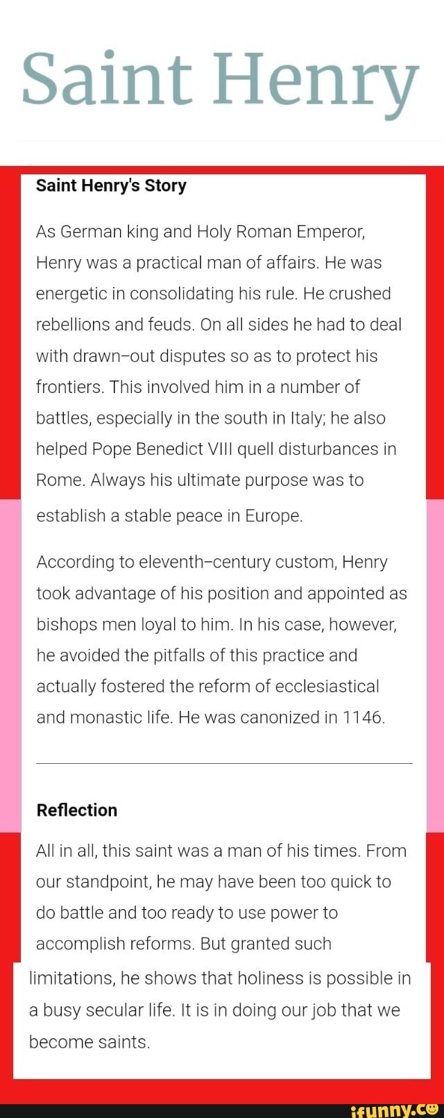 Saint Henry Saint Henry's Story As German king and Holy Roman Emperor ...