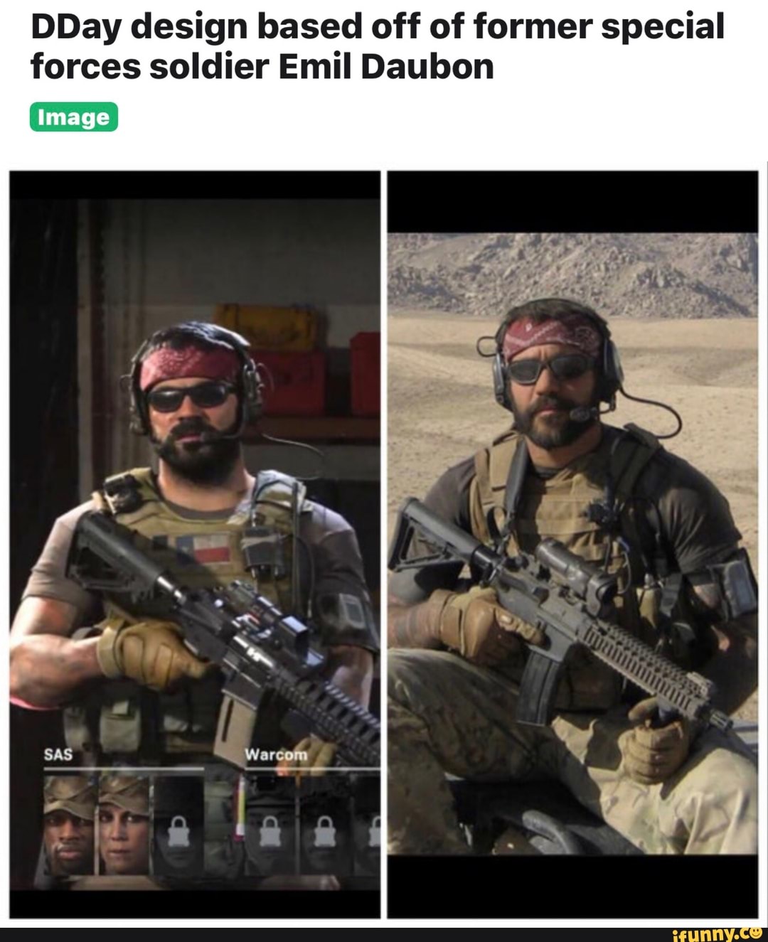 DDay design based off of former special forces soldier Emil Daubon - iFunny
