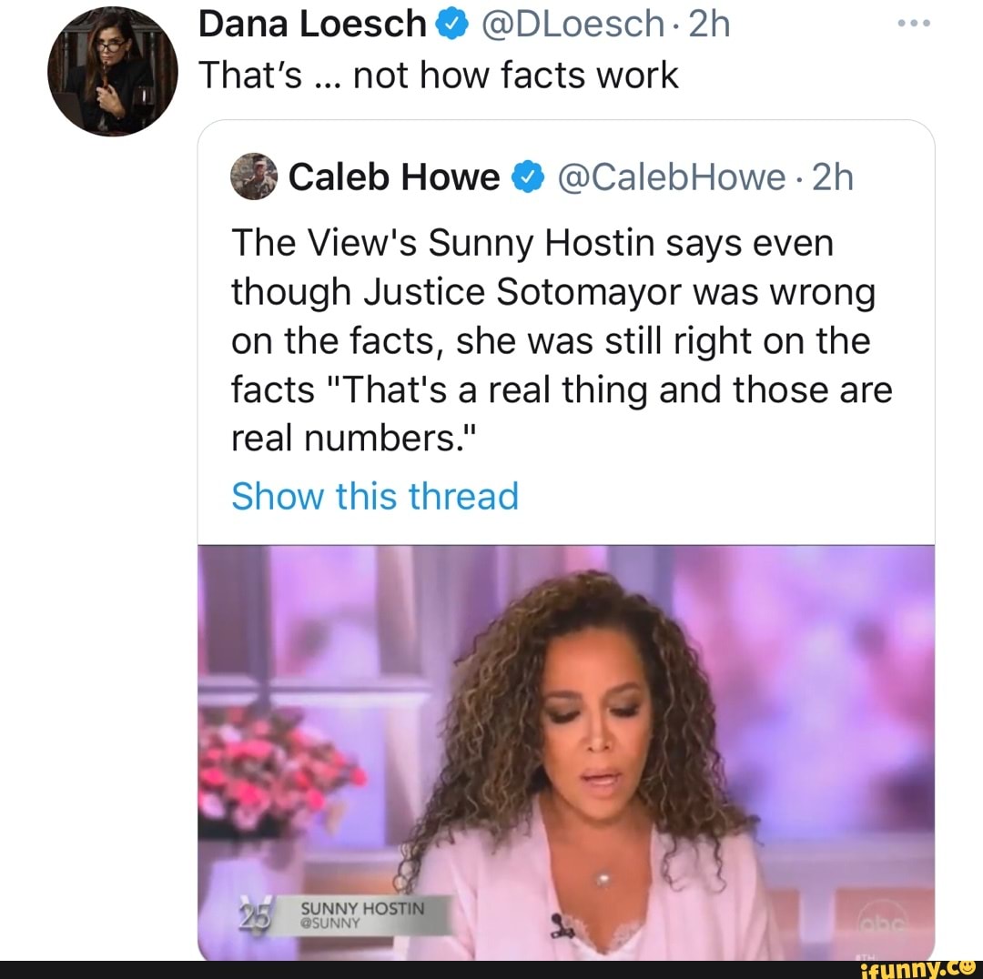 Dana Loesch @ @DLoesch- That's not how facts work @ Caleb Howe @ @CalebHowe The View's Sunny ...