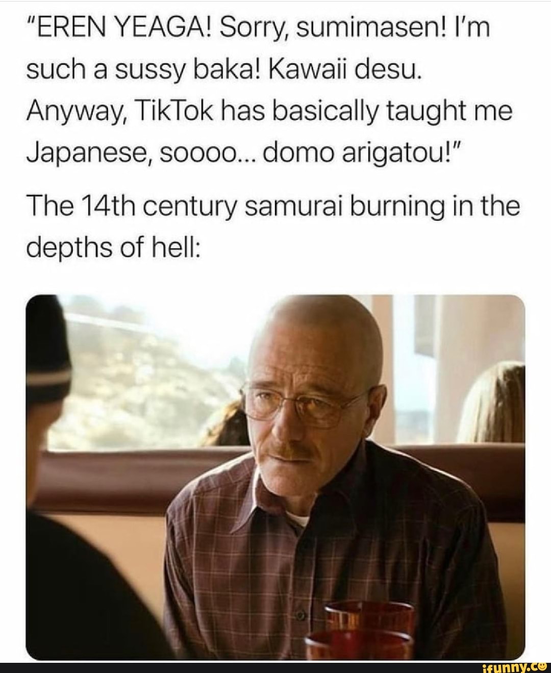 "EREN YEAGA! Sorry, sumimasen! I'm such a sussy baka! Kawaii desu ...