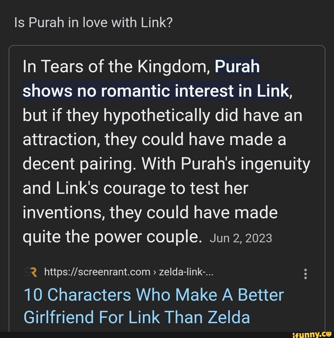 Is Purah in love with Link? In Tears of the Kingdom, Purah shows no ...