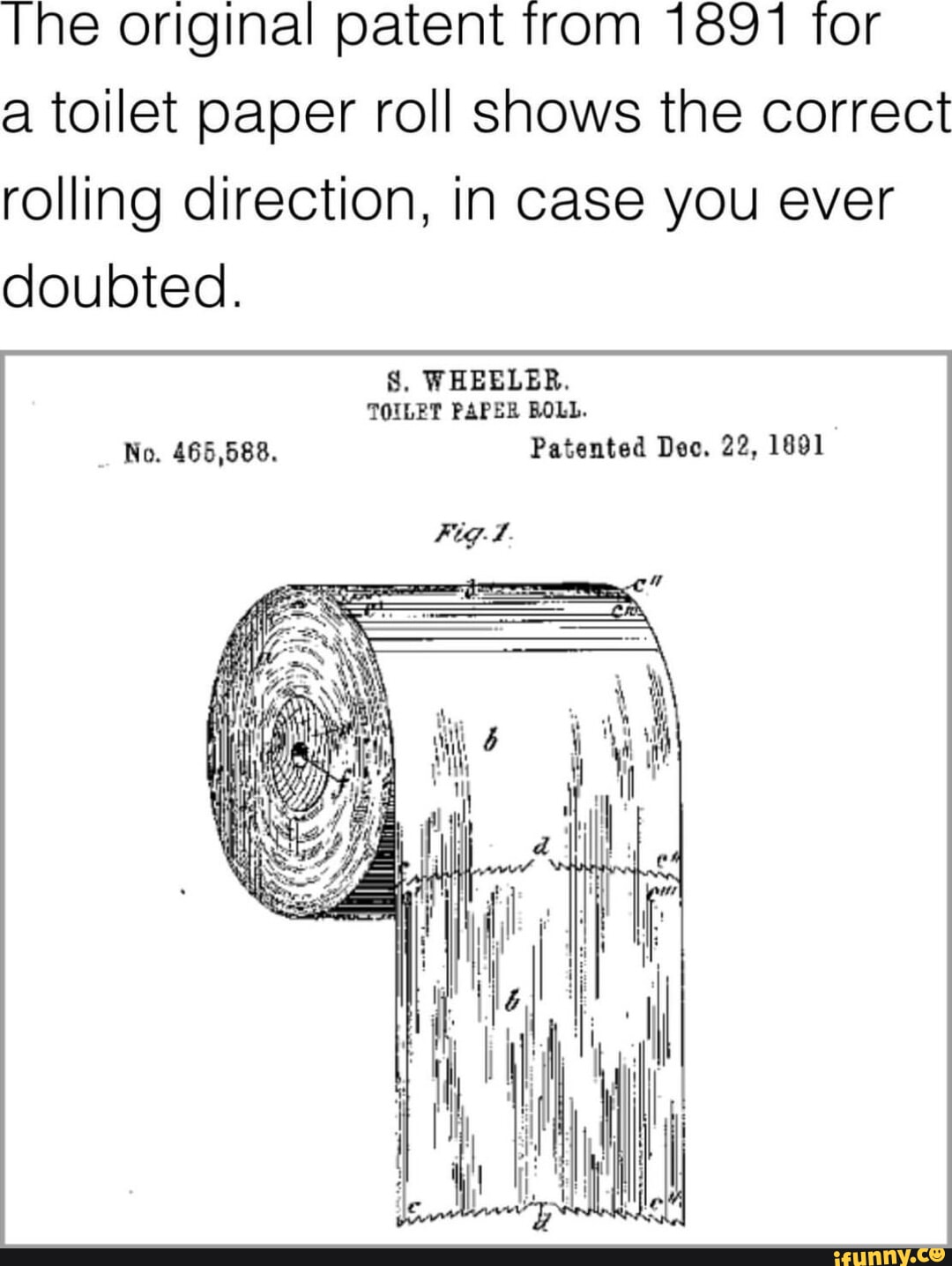 The original patent trom 1891 for a toilet paper roll shows the correct ...