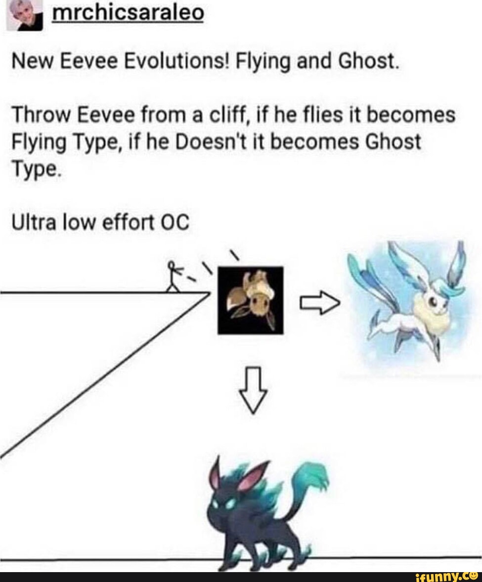 Rchicsar New Eevee Evolutions! Flying and Ghost. Throw Eevee from a cliff, if he flies it ...