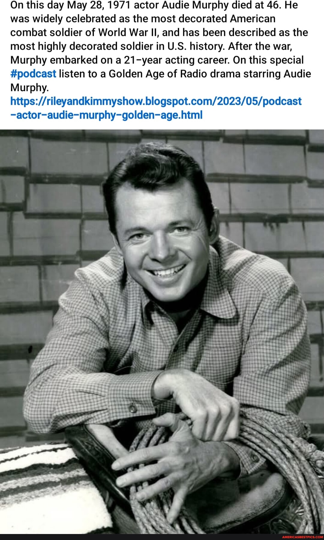 On this day May 28, 1971 actor Audie Murphy died at 46. He was widely ...