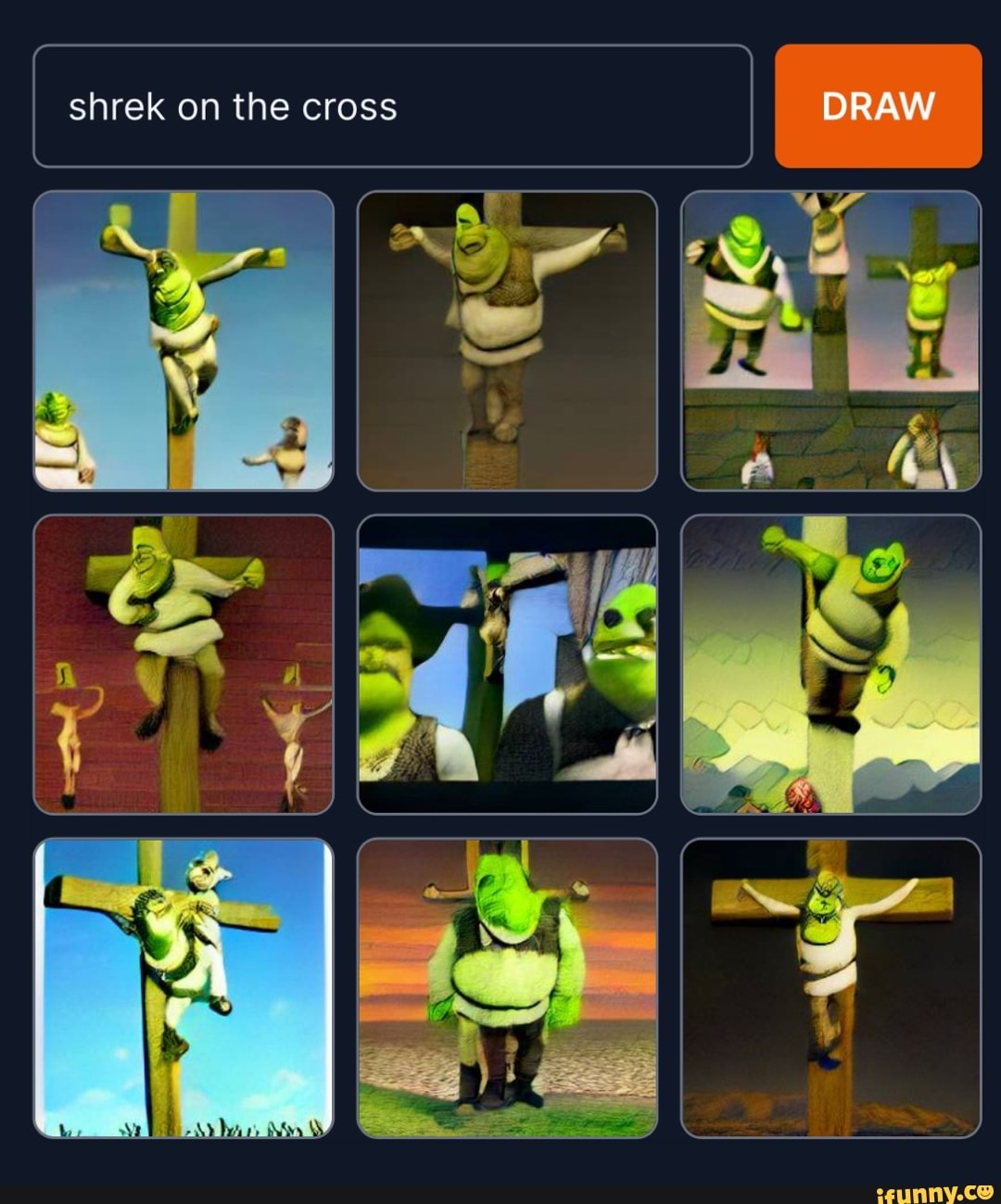 Shrek on the cross - iFunny