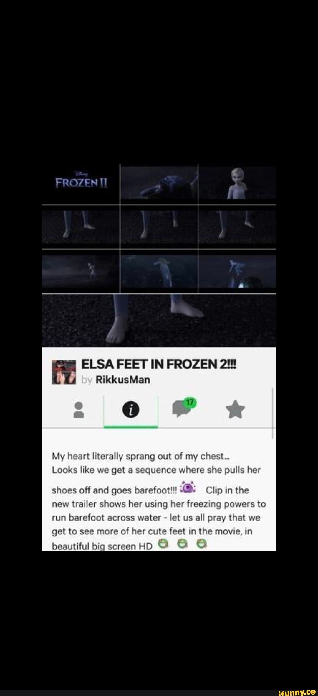 ELSA FEET IN FROZEN 2."'.. RikkusMan My heart literally sprang out of ...