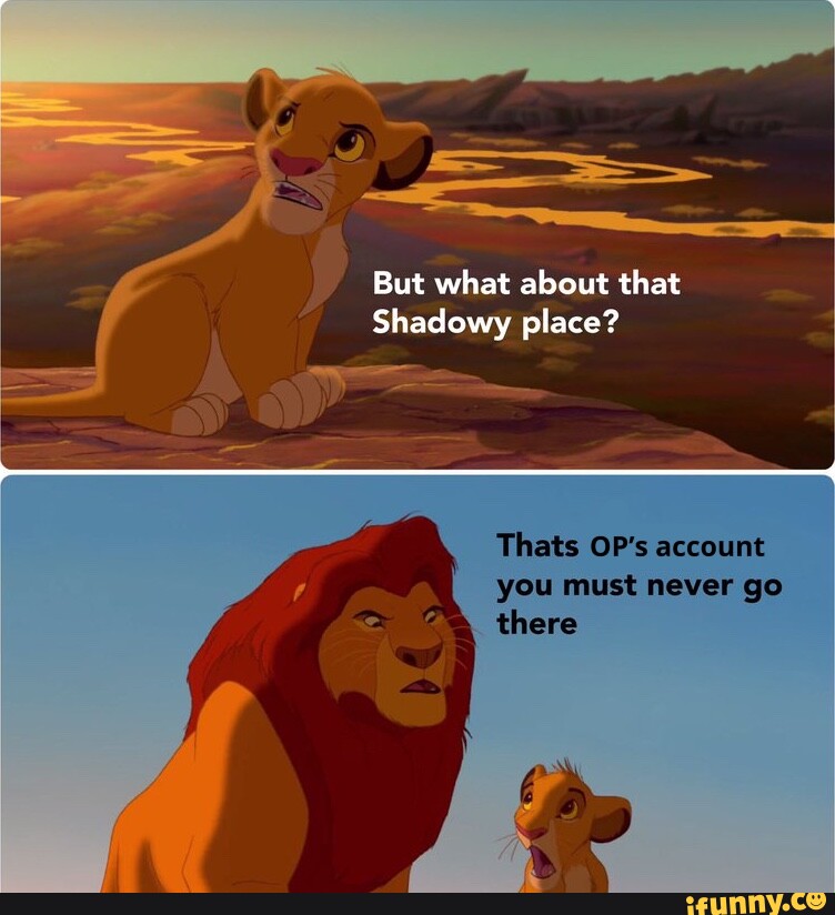 SS But what about that Shadowy place? Thats OP's account you must never ...