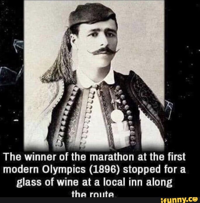 The winner of the marathon at the first modern Olympics (1896) stopped ...