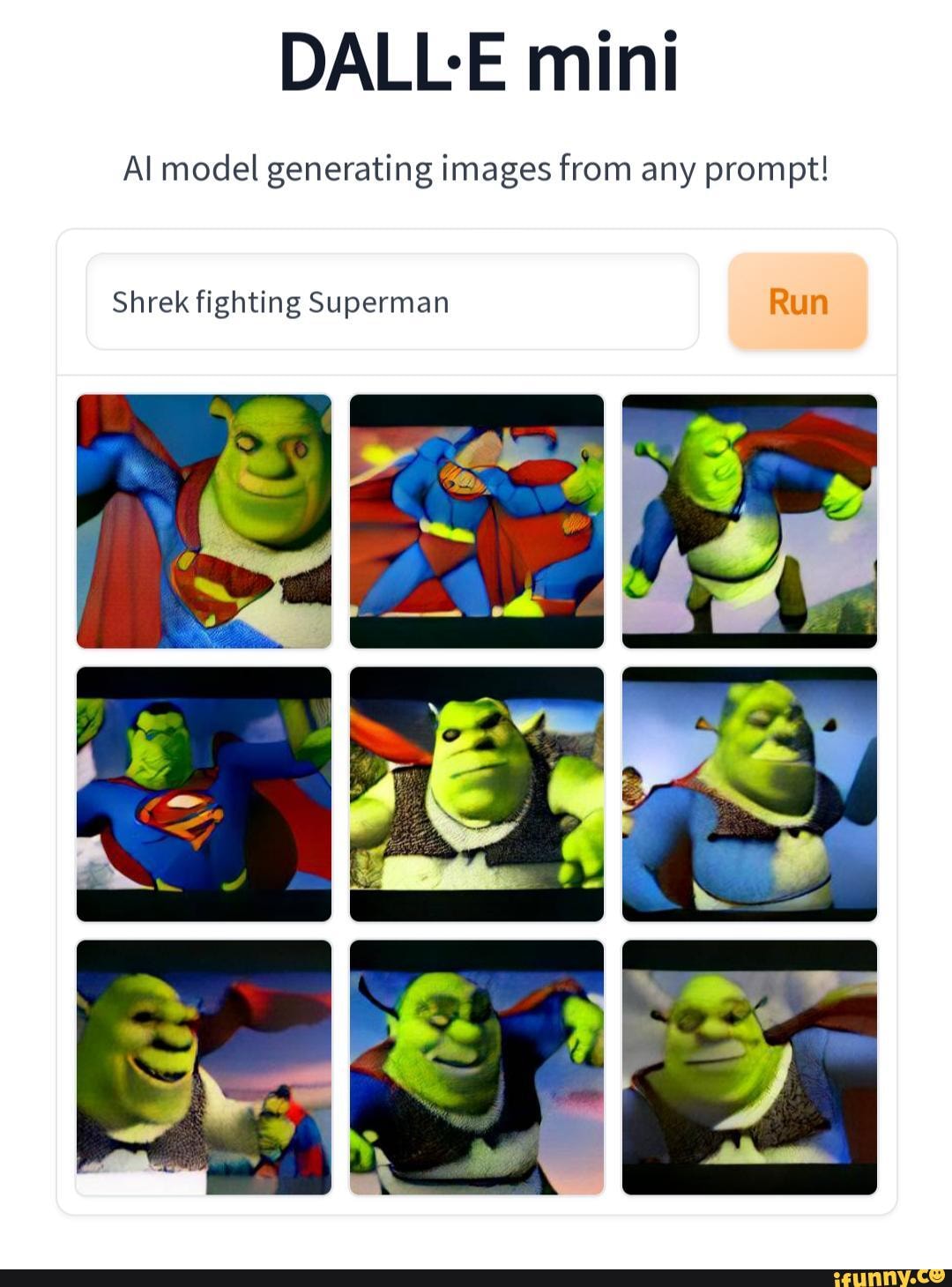 Mini Al model generating images from any prompt! Shrek fighting ...