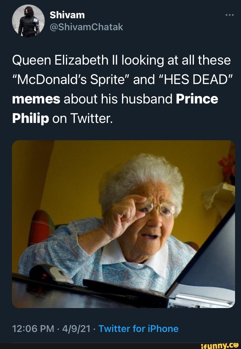 Queen Elizabeth Il looking at all these "McDonald's Sprite" and "HES ...