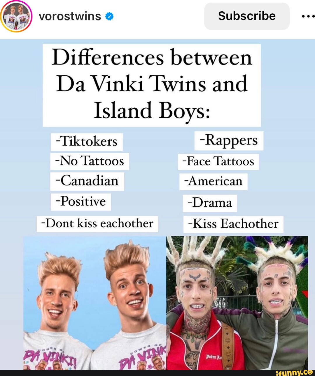 Vorostwins @ Subscribe Differences between Da Vinki Twins and Island ...