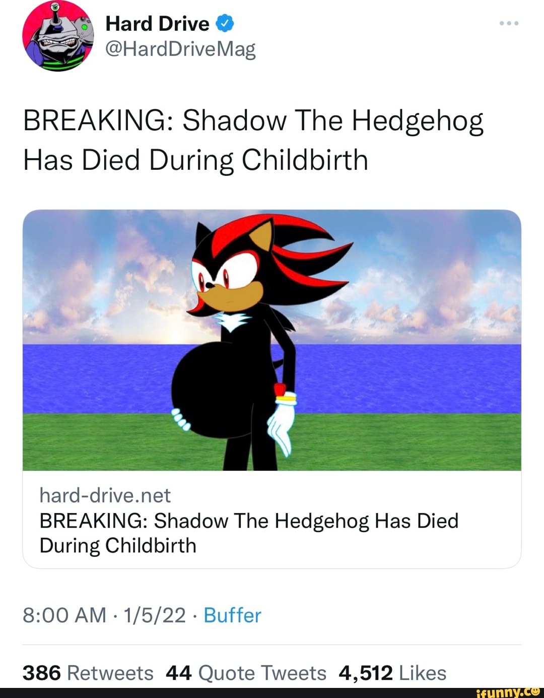 Hard Drive @ BREAKING: Shadow The Hedgehog Has Died During Childbirth ...