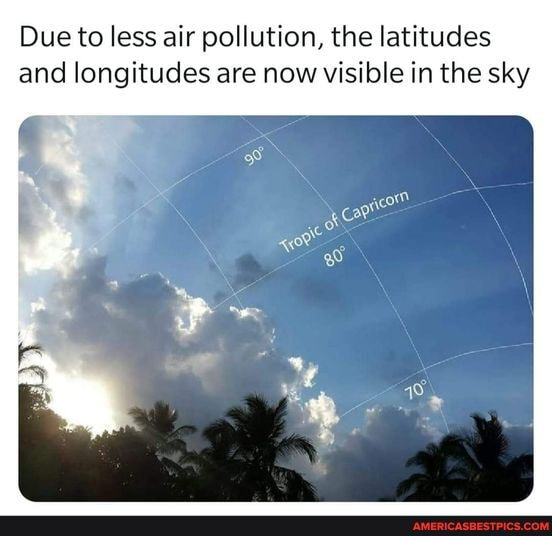 Due to less air pollution, the latitudes and longitudes are now visible ...