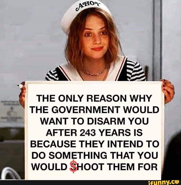 =; THE ONLY REASON WHY : THE GOVERNMENT WOULD w , 4 WANT TO DISARM YOU ...