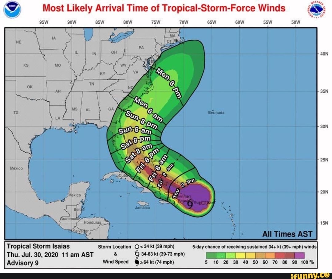 O Most Likely Arrival Time of Tropical-Storm-Force Winds Tropical Storm ...