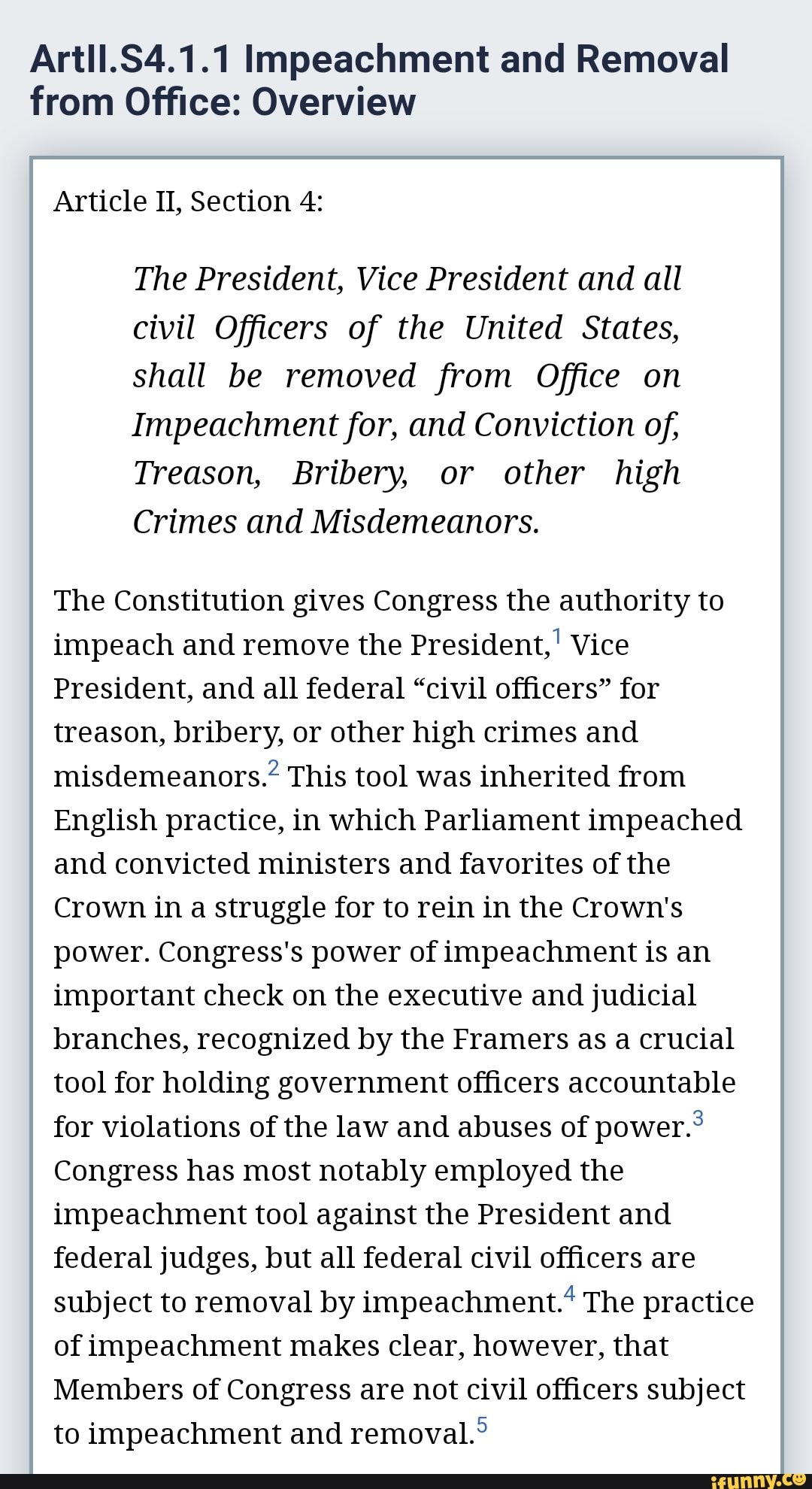 Artll.S4.1.1 Impeachment and Removal from Office: Overview Article II ...