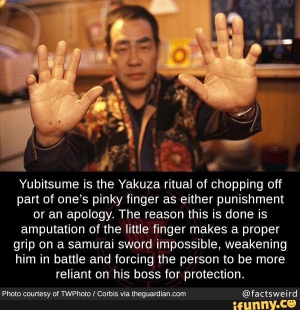 A UR A Yubitsume is the Yakuza ritual of chopping off part of one's ...