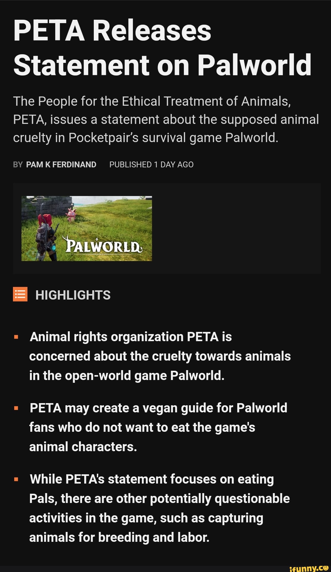 PETA Releases Statement on Palworld The People for the Ethical ...