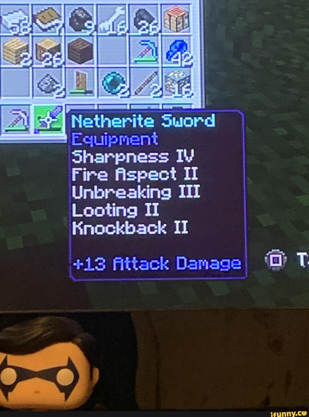 Netherite Sword Equipment Sharpness IV Fire Aspect II Unbreaking III ...