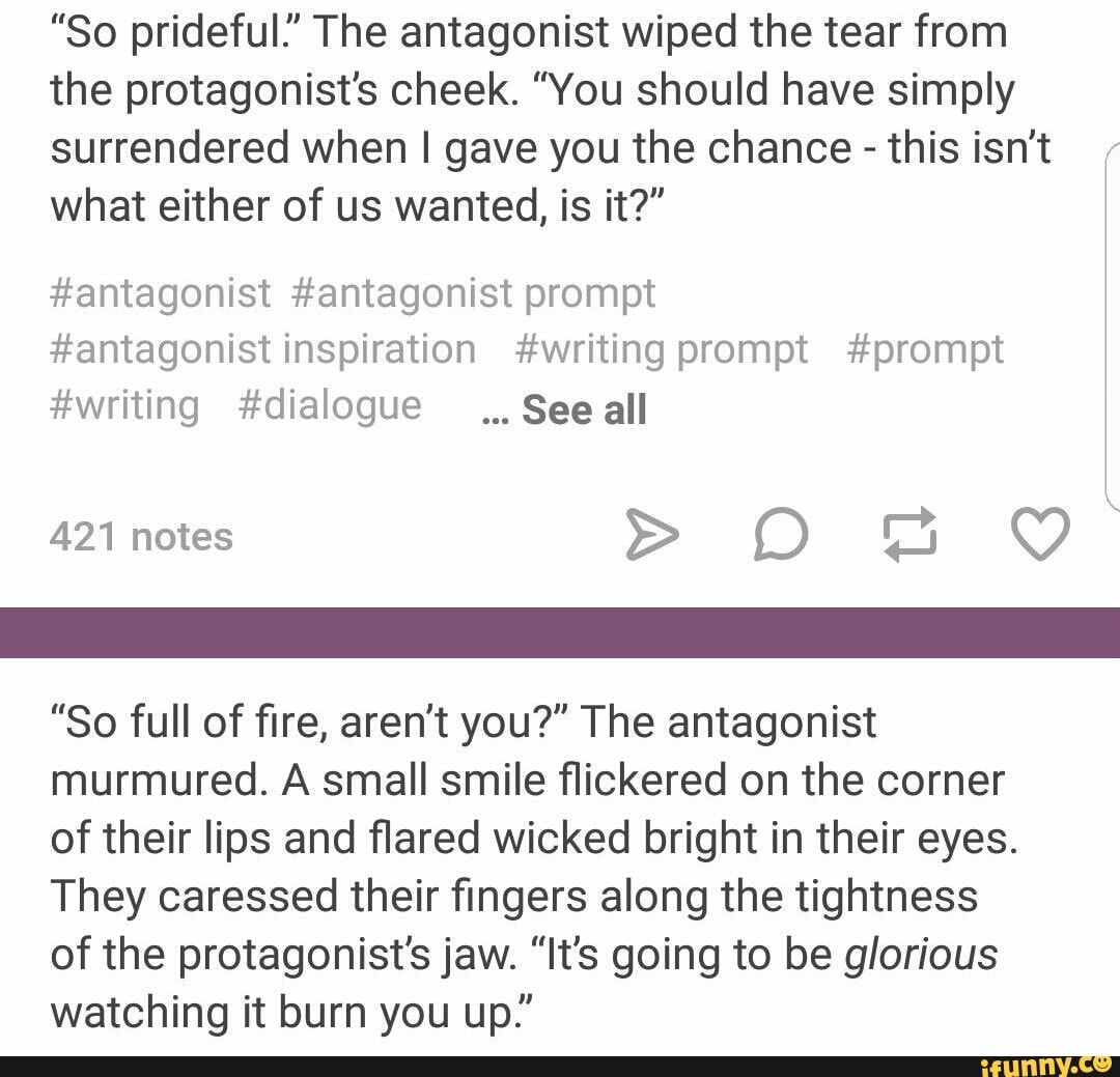 "So prideful." The antagonist wiped the tear from the protagonist's ...