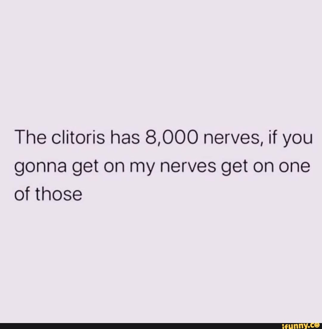 The clitoris has 8,000 nerves, if you gonna get on my nerves get on one of those - iFunny