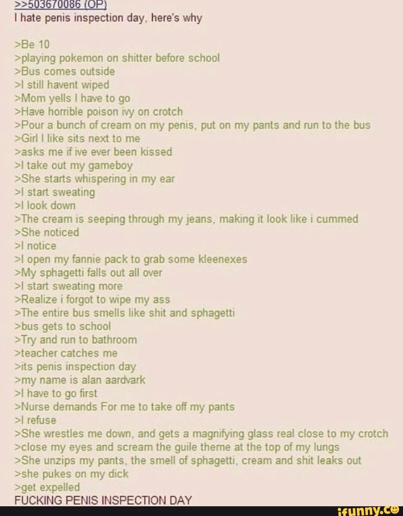 Hate penis inspection day, here's why >Be 10 >playing pokemon on ...