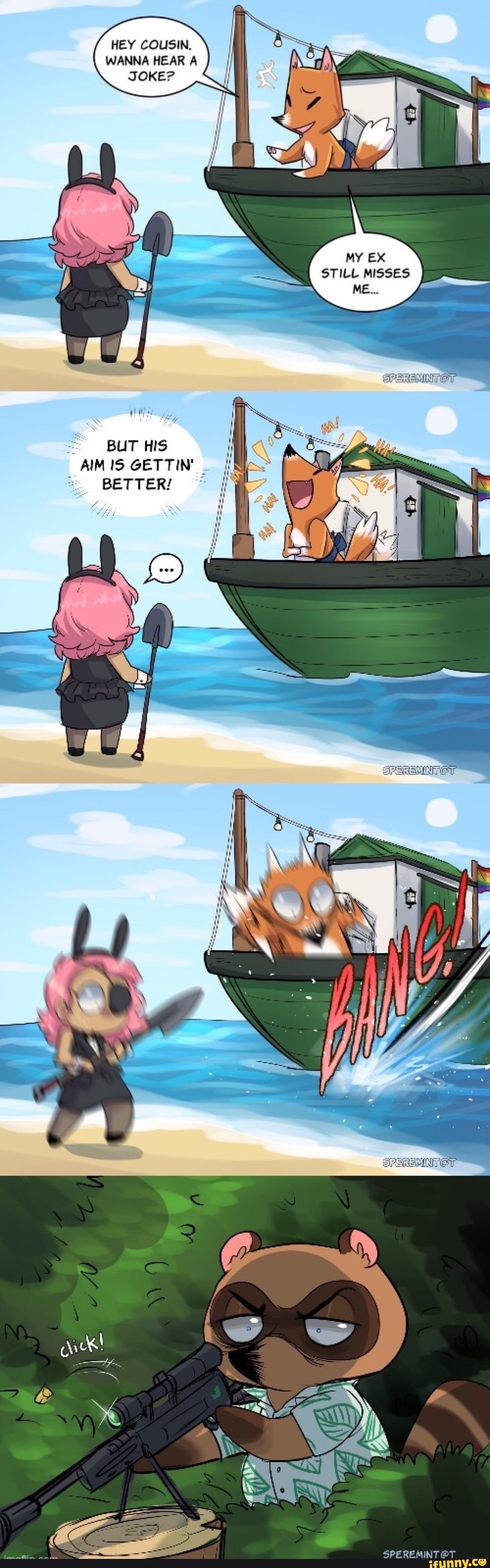 HEY COUSIN. WANNA HEAR A JOKE? BUT HIS AIM 'IS GETTIN BETTER! SS - iFunny