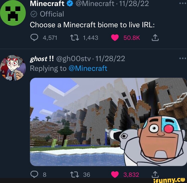 Minecraft @Minecraft - Official Choose a Minecraft biome to live IRL ...