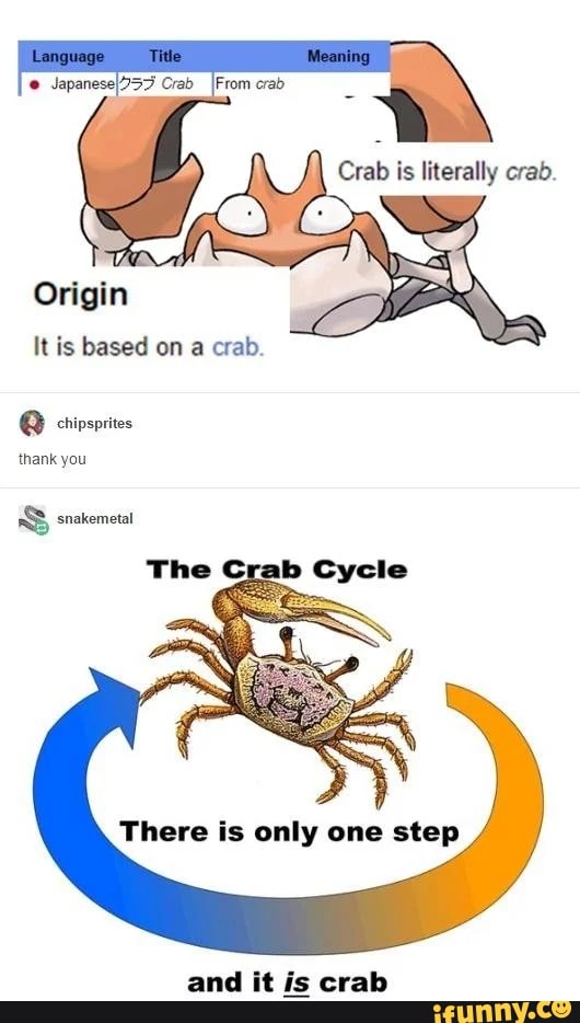 Crab _AS Origin It is based on a crab. thank you snakemetal The Crab Cycle There is only one ...