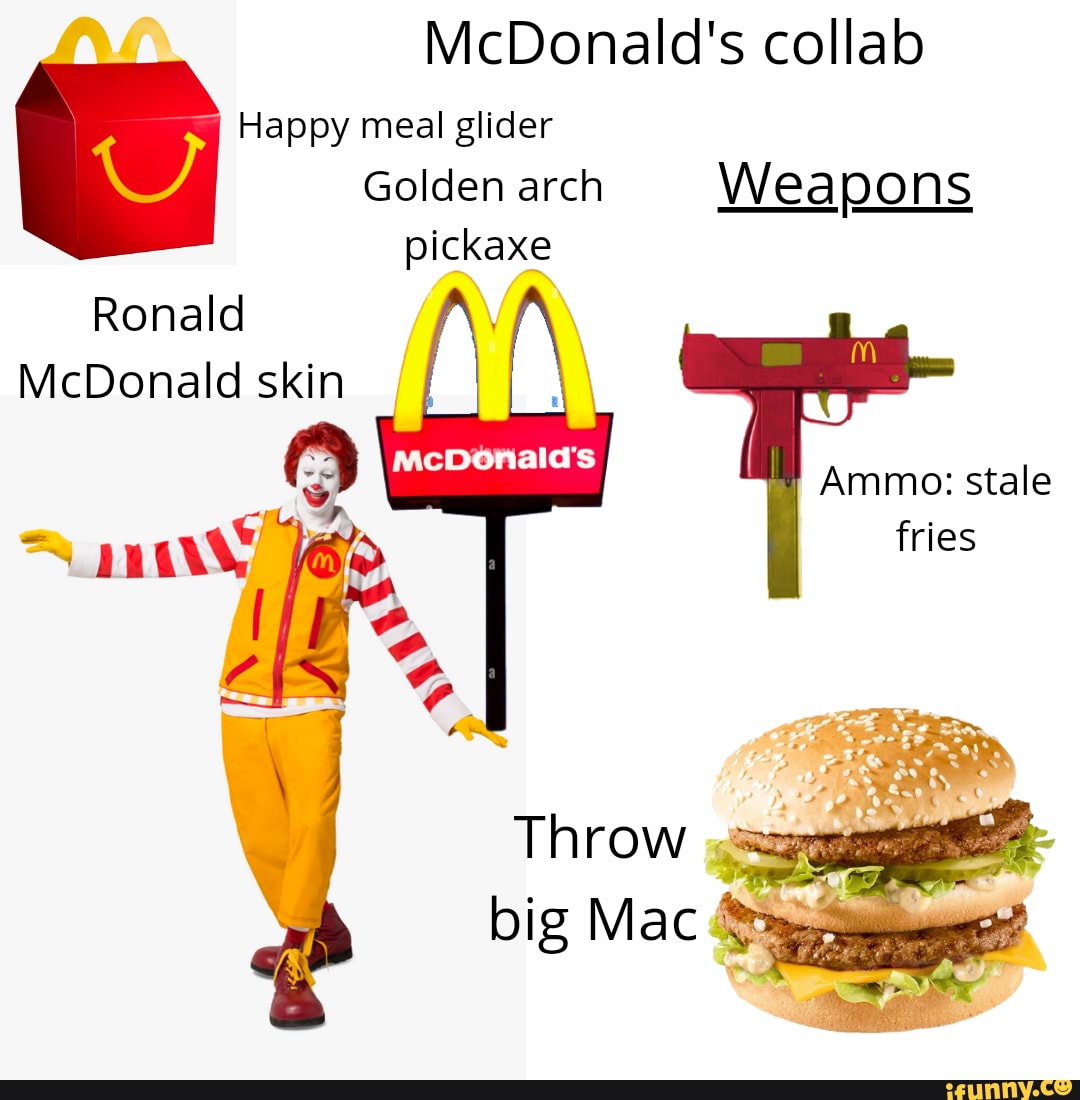 McDonald's collab Happy meal glider Golden arch Weapons pickaxe Ronald ...
