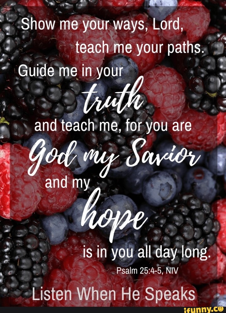 Show me your ways, Lord, teach me your paths. Guide me in your and ...
